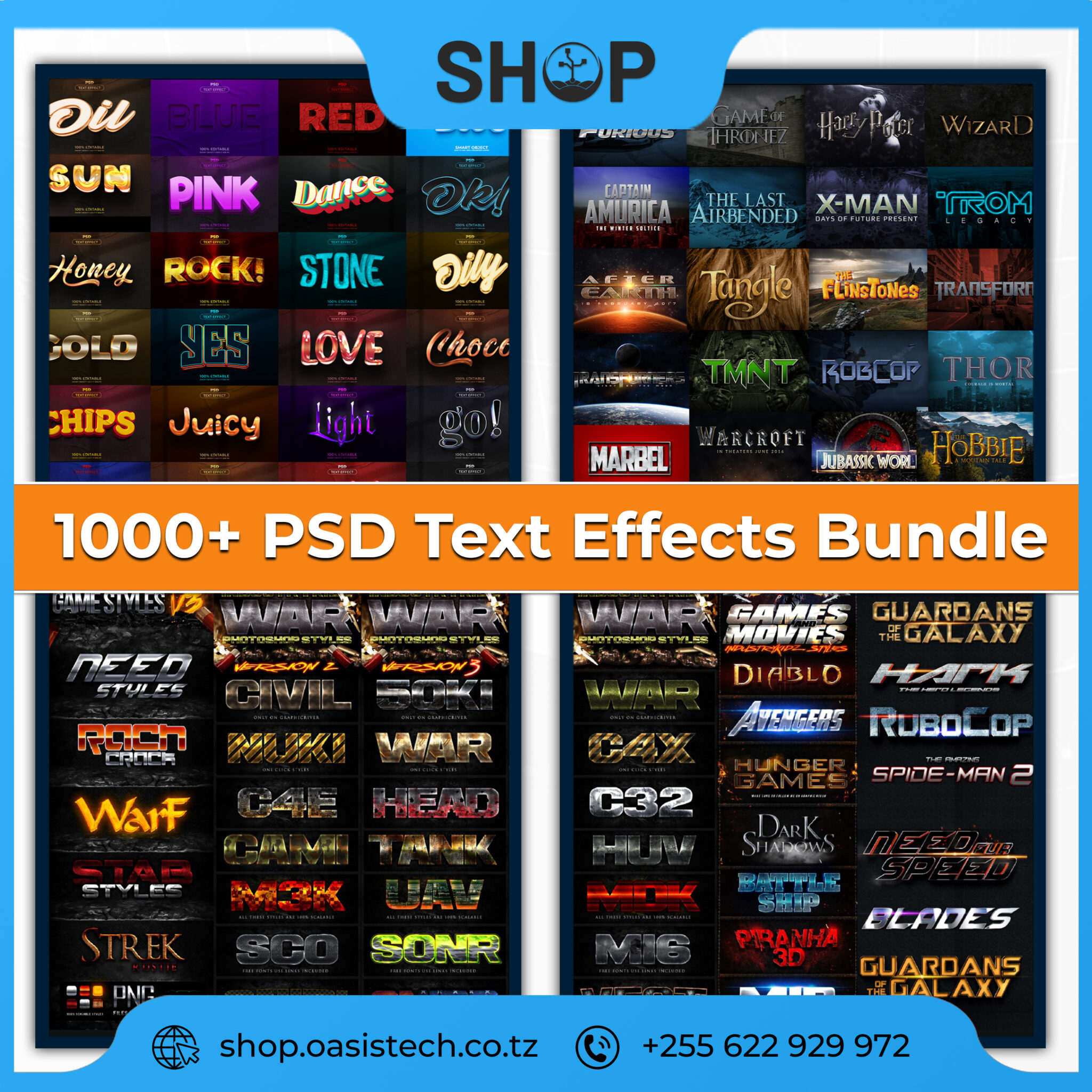 1000+ Set Adobe Photoshop Text Effects Bundle Title – Oasis Digital Store